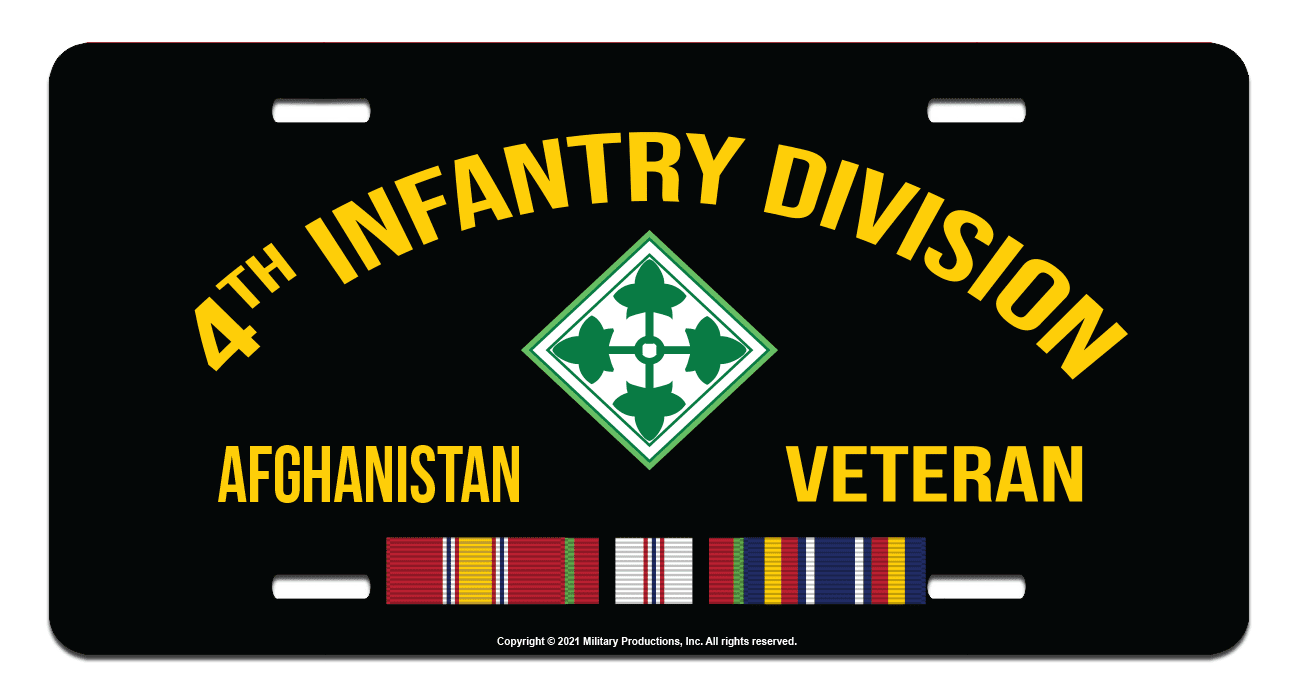 4th Infantry Division Afghanistan Veteran License Plate - Afghanistan ...