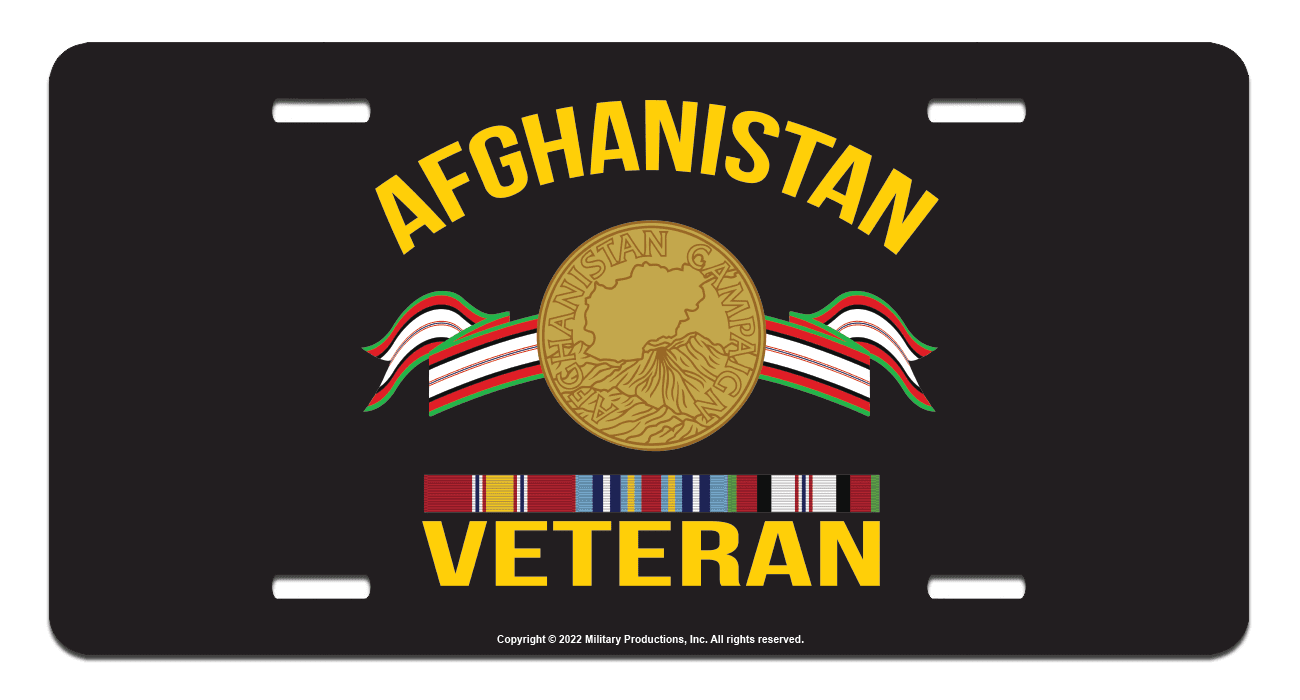 Afghanistan Veteran with Ribbons License Plate - Veterans License ...