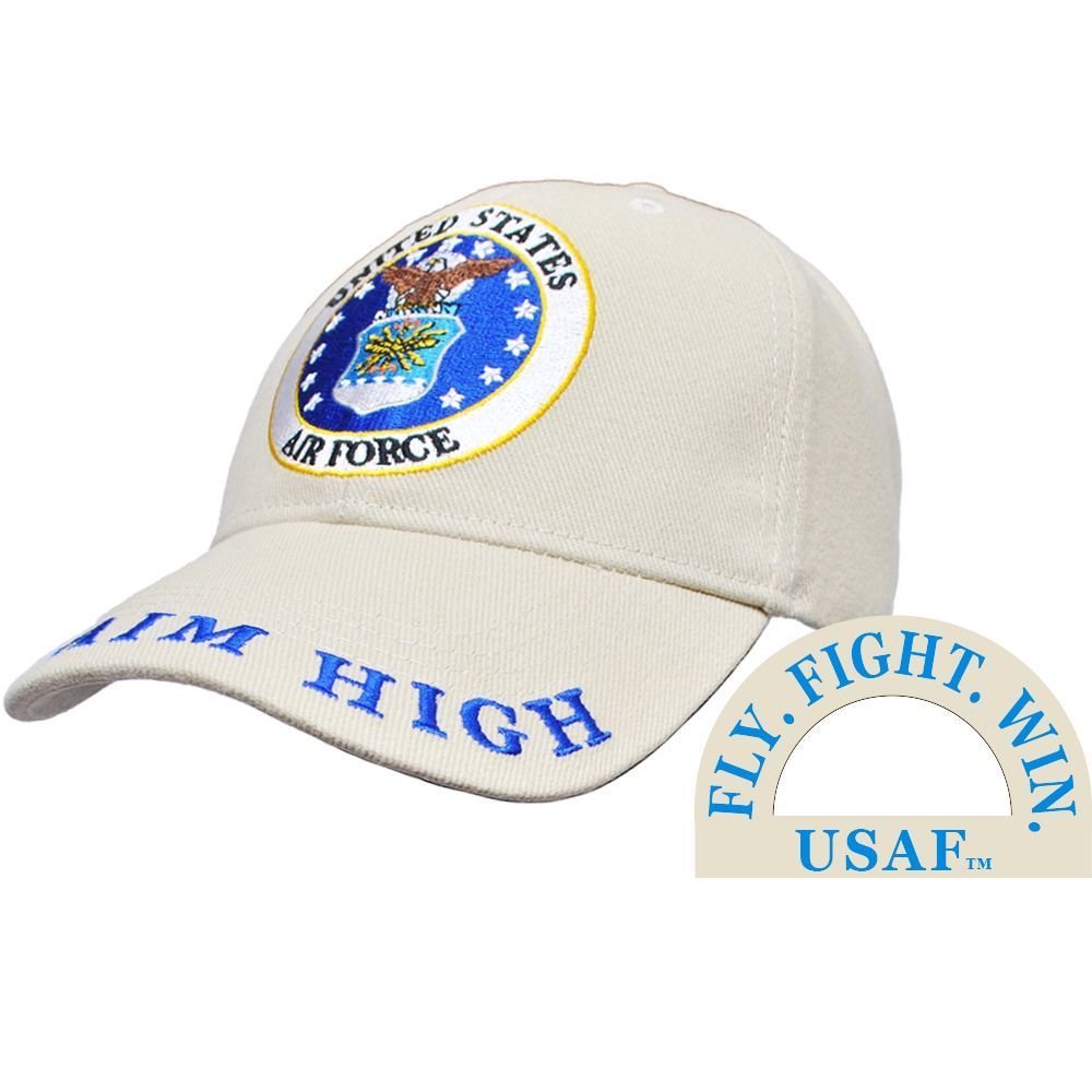 US Air Force Emblem Tan Aim High Ball Cap - New Ball Caps ...