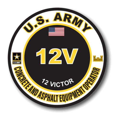 US Army 12V Concrete and Asphalt Equipment Operator MOS Decal