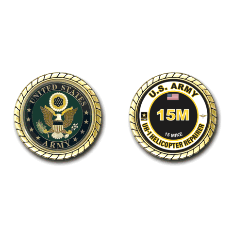 US Army 15M UH-1 Helicopter Repairer MOS Challenge Coin - US Army ...