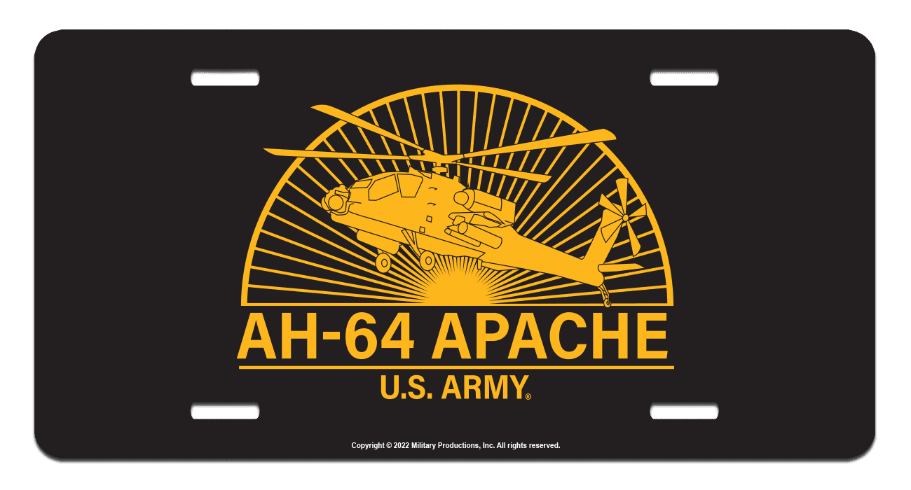 US Army AH-64 Apache License Plate - US Army Aircraft License Plates ...