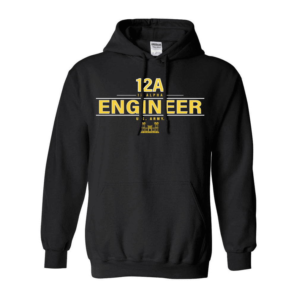 US Army MOS 12a Engineer Hooded Sweatshirt - US Army Corps of Engineers ...
