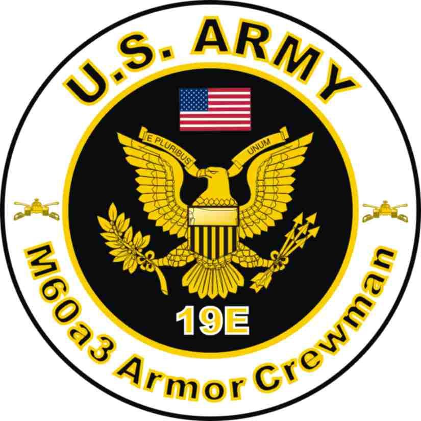 US Army MOS 19E M60A3 Armor Crewman Decal - US Army MOS Decals ...