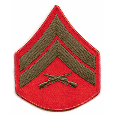 USMC Sergeant E-5 Gold on Red Embroidered Chevrons - Marine Corps ...