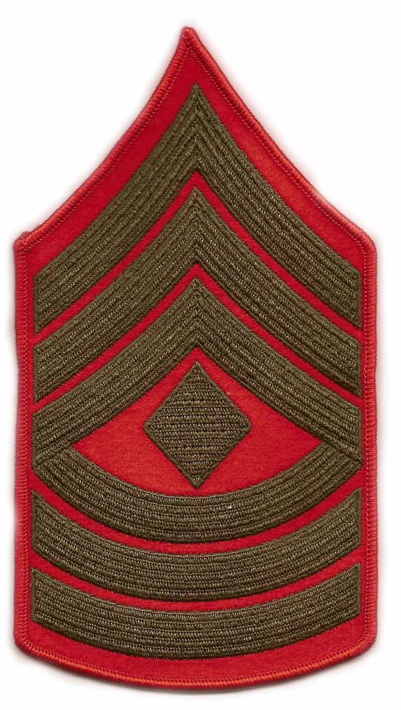 USMC First Sergeant E-8 Green on Red Embroidered Chevrons - Marine ...