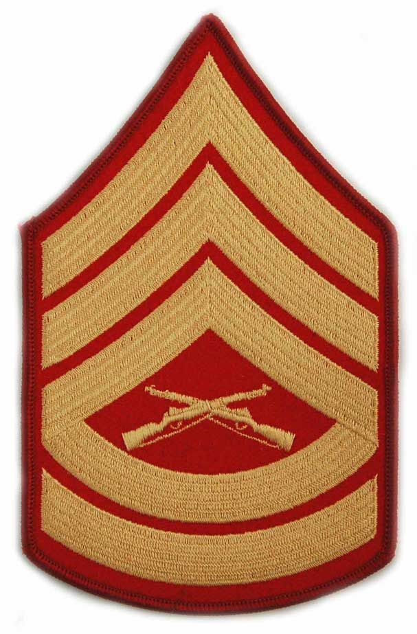 USMC Gunnery Sergeant E-7 Gold on Red Embroidered Chevrons - Marine ...
