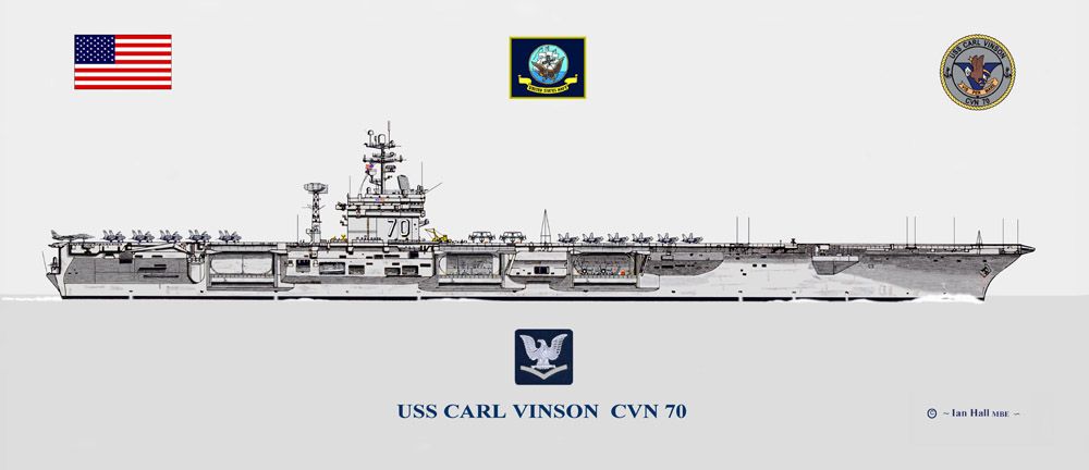 USS Carl Vinson CVN-70 with PO3 Insignia Print - Aircraft Carriers A-F ...