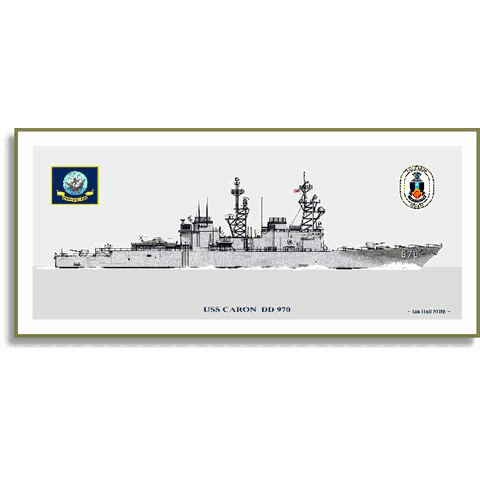 USS Caron DD-970 with VLS Ship Print - Destroyers A-F - PriorService.com