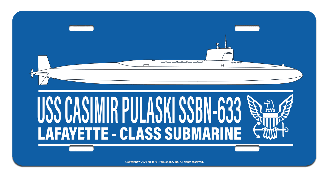 USS Casimir Pulaski SSBN-633 License Plate - US Navy Submarine License ...