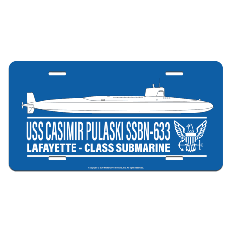 USS Casimir Pulaski SSBN-633 License Plate - US Navy Submarine License ...