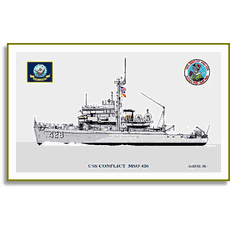 USS Warbler MSC 206 Ship Print - Minesweeper Prints - PriorService.com