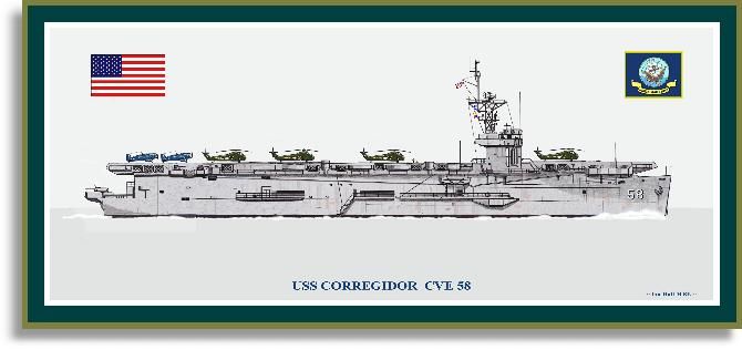 USS Corregidor CVE-58 in 1950s Print - Aircraft Carriers A-F ...