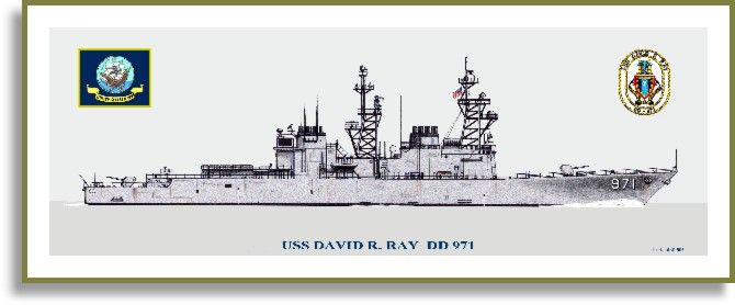 USS David R. Ray DD-971 in 1970's Ship Print - Destroyers A-F ...