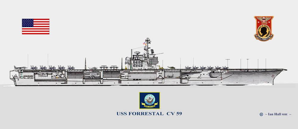 USS Forrestal CV-59 in 1980s Print - USS Forrestal CV-59 - PriorService.com