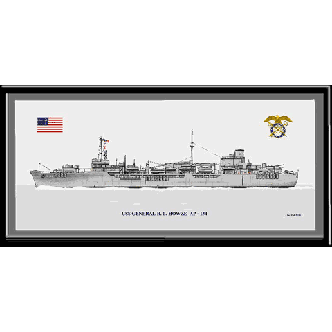 USS General R.L. Howze AP 134 Print - NEW Ship Prints - PriorService.com
