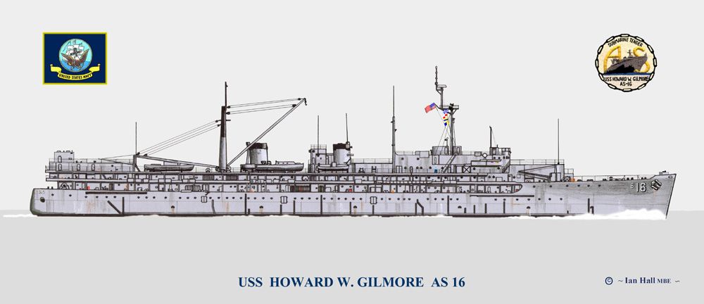 USS Howard W Gilmore AS 16 in 1970s Ship Print - NEW Ship Prints ...