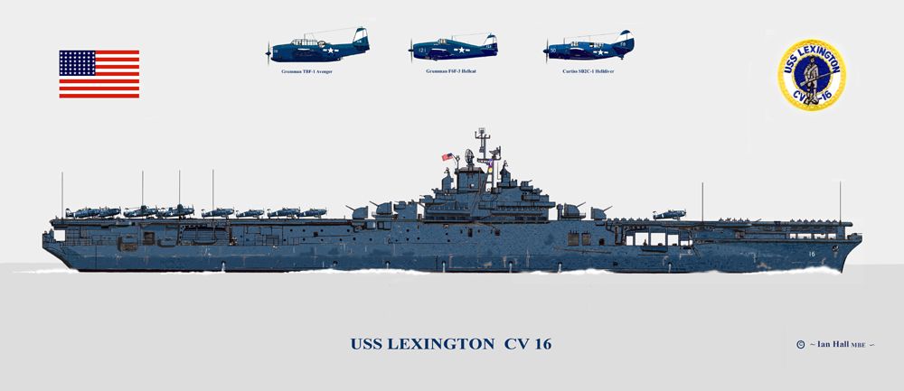 USS Lexington CV-16 (WW2) Print - Aircraft Carriers Prints ...