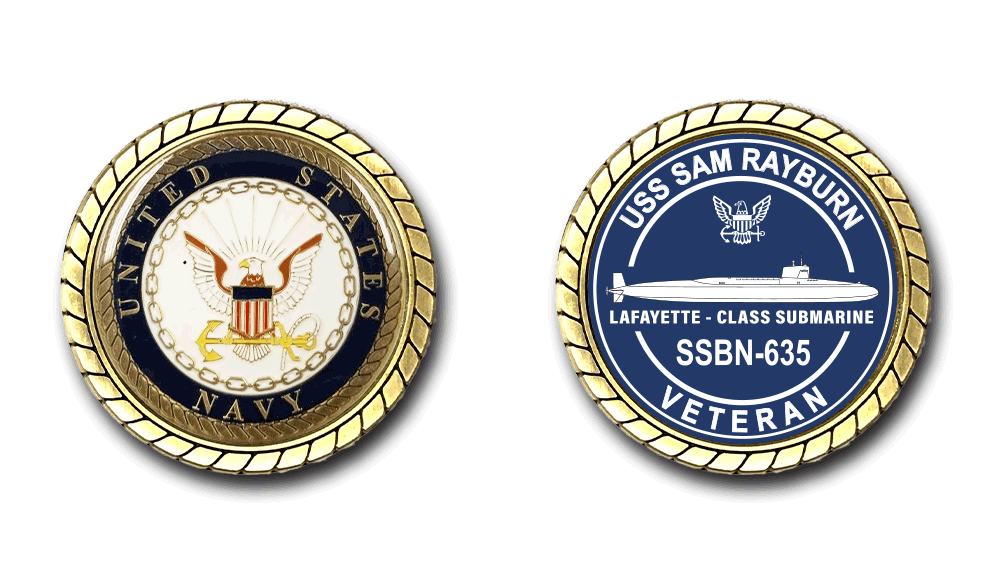 USS Sam Rayburn SSBN-635 Silhouette Veteran Challenge Coin - US Navy ...