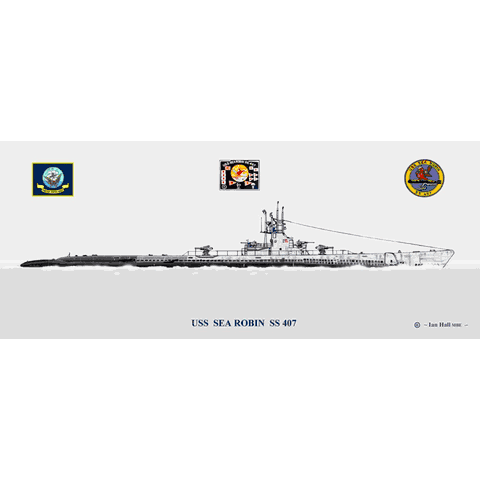 USS Sea Robin SS 407 in WW2 Print - Submarines A-F - PriorService.com