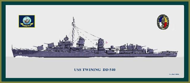USS Twining DD-540 WWII Print - Destroyers S-T - PriorService.com