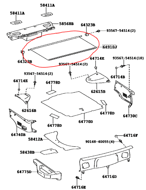 Toyota Supra Genuine OEM Body Parts, Internal, & External 93-98 - Rear ...