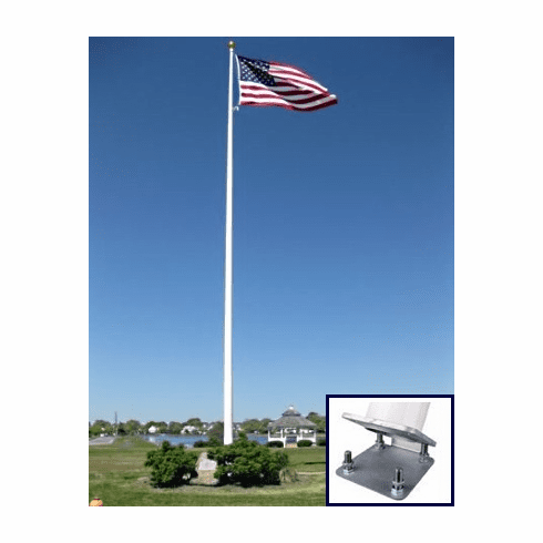 50ft (2) Piece Internal Halyard Winch With Hinge Base Fiberglass Flagpole