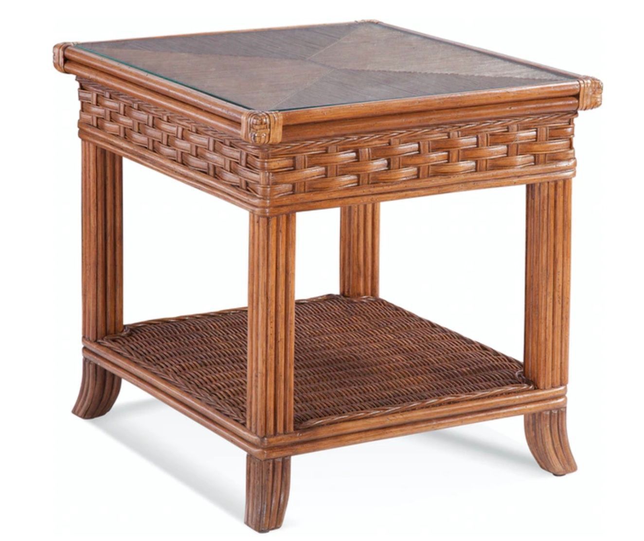 Somerset Rattan End Table with Glass Top