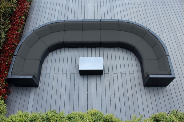 Ohana 10 Piece Outdoor Patio Furniture Sectional Deep Curved Seating Set