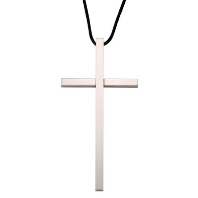 4 Inch Silver Plated Clergy Cross Necklace