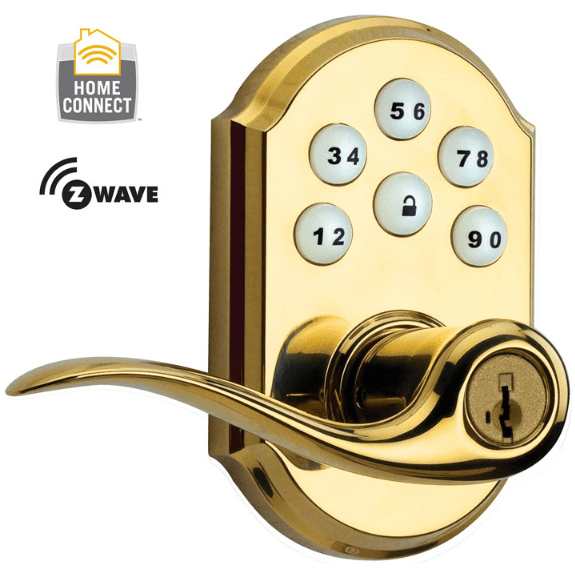 99120-026 - Kwikset Z-Wave SmartCode Wireless Door Lever (Polished Brass)