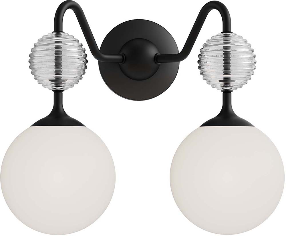 Alora Mood VL415315MBOP Celia Contemporary Matte Black 2-Light Bath ...