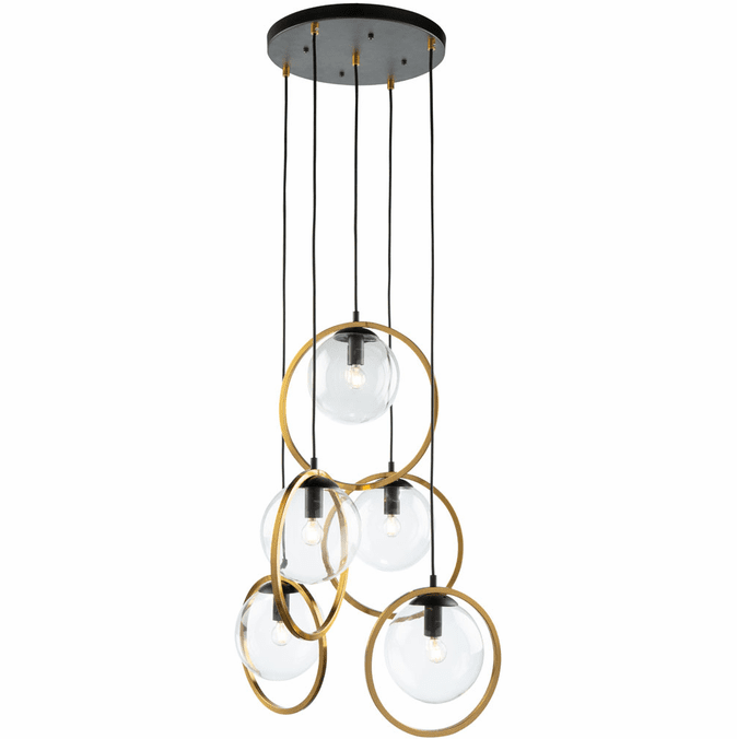 Artcraft AC10895VB Lugano Modern Black and Vintage Brass Multi Drop ...
