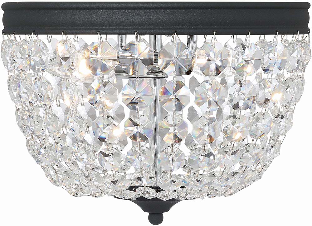Crystorama NOL-312-BF-CL-MWP Nola Crystal Black Forged 11.5" Ceiling ...