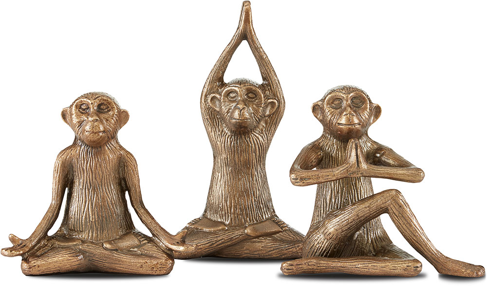 Currey & Company 1200-0518 Zen Modern Antique Brass Monkey Sculpture ...