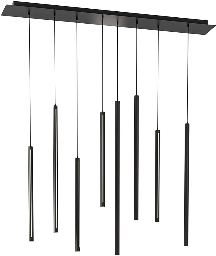 DALS Lighting PDLED120-8SQ-BK Linea Contemporary Black LED Multi Drop ...