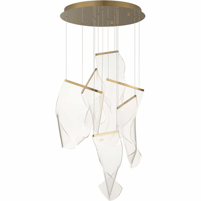 ET2 E24875-133FG Rinkle Contemporary French Gold LED Multi Pendant ...