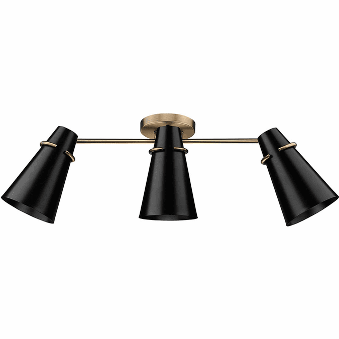 Golden Lighting 2122-3SF MBS-BLK Reeva Contemporary Modern Brass 3 ...