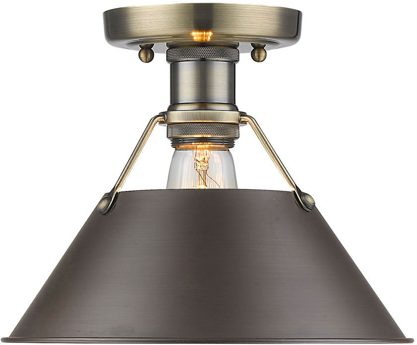 Golden Lighting 3306-FM AB-RBZ Orwell Modern Aged Brass Flush Lighting ...