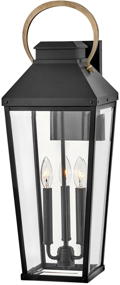 Hinkley 17505BK Dawson Black / Burnished Bronze LED Outdoor Lamp Sconce ...