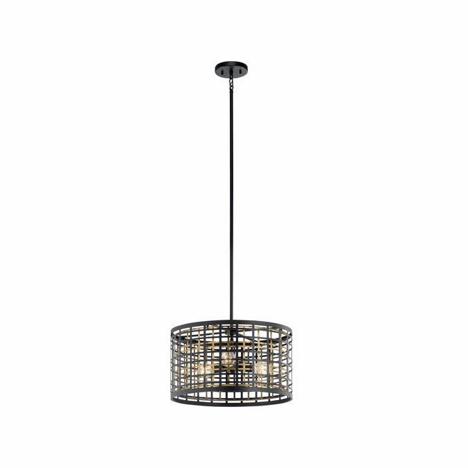Kichler 44075BK Aldergate Contemporary Black Drum Lighting Pendant ...