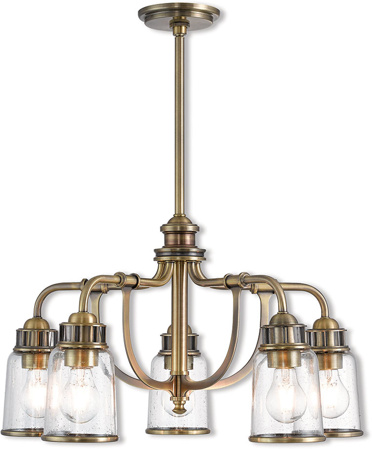 Livex 40025-01 Lawrenceville Modern Antique Brass Mini Chandelier Light ...