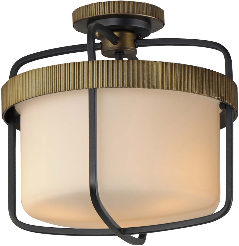 Maxim 32650SWBKAB Ruffles Black / Antique Brass Flush Mount Ceiling ...