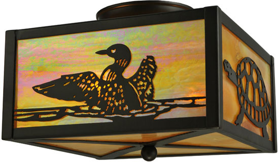 Meyda Custom 128407 Bronze Flush Mount Loons & Turtles 10 Inch Wide ...