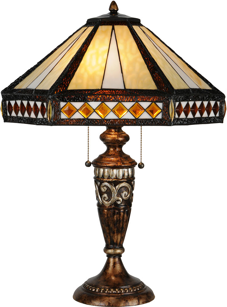 Meyda Custom 139416 Diamond Mission Tiffany Mahogany Bronze Table Lamp ...