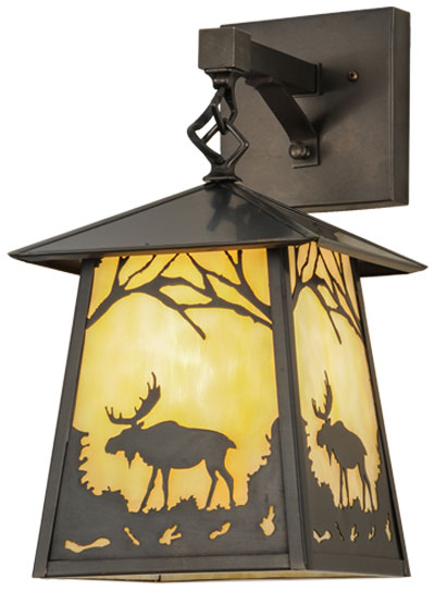 Meyda Custom 150673 Stillwater Moose at Dawn Rustic Beige Craftsman ...