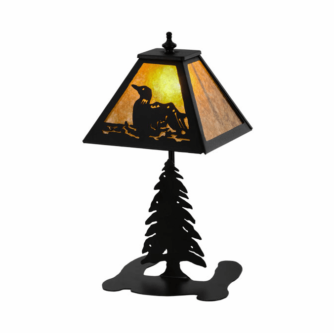 Meyda Custom 157916 Loon Rustic Black / Amber Mica Side Table Lamp ...