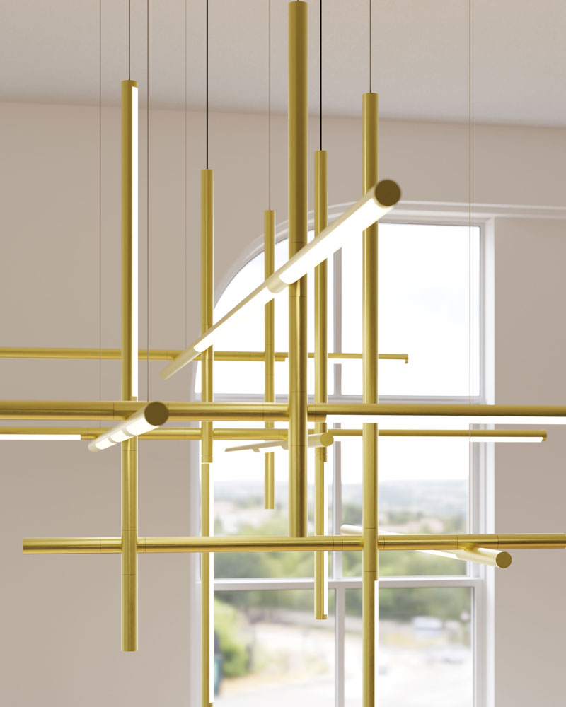 Sonneman 2105.14 Labyrinth Modern Brass Finish LED Chandelier Lighting ...