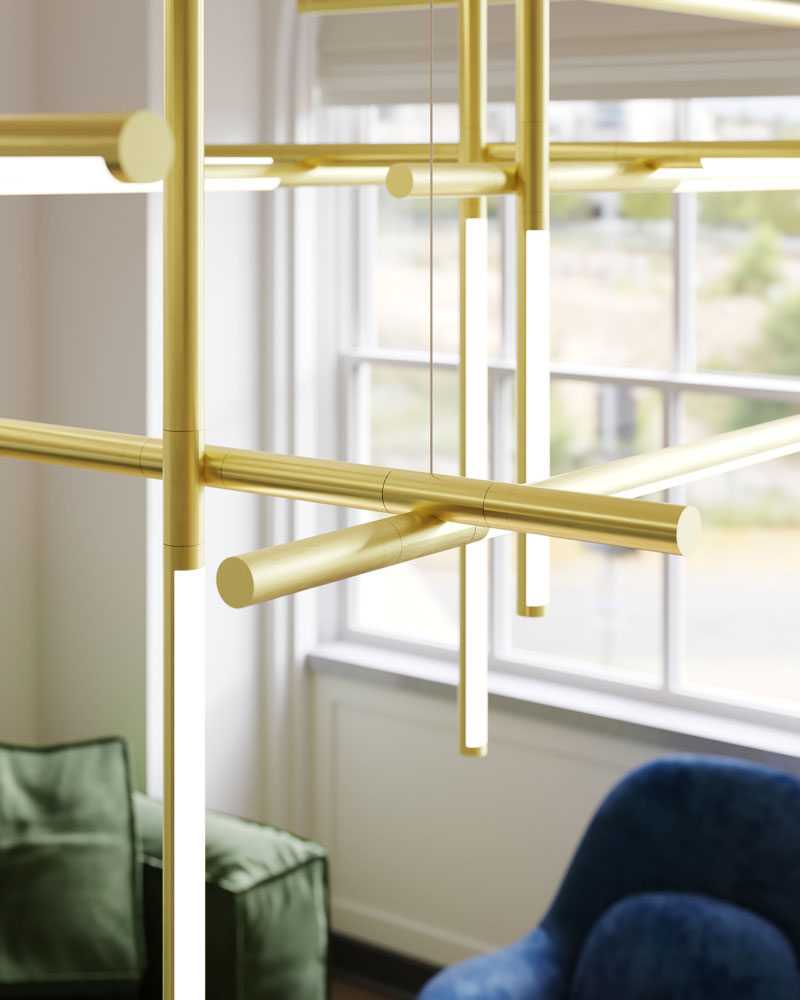 Sonneman 2105.14 Labyrinth Modern Brass Finish LED Chandelier Lighting ...
