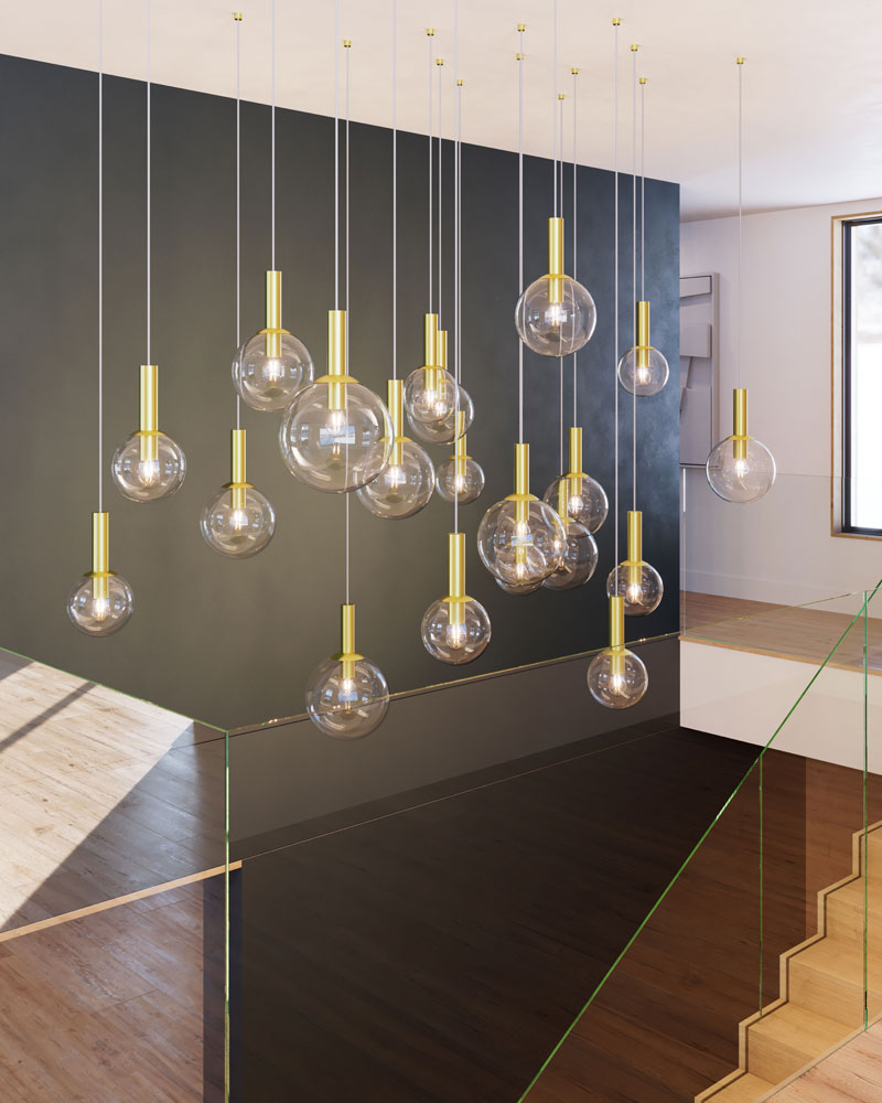 Sonneman 3760.38 Bubbles Contemporary Satin Brass 8" Mini Hanging Light ...